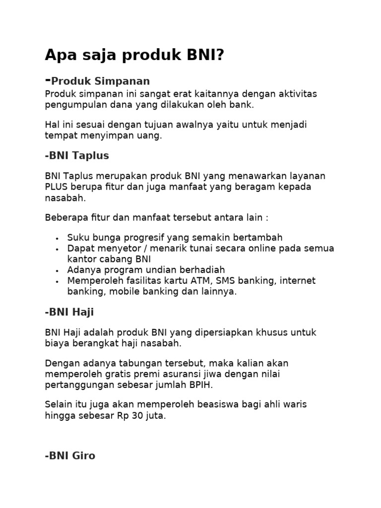 Apa saja produk BNI | PDF