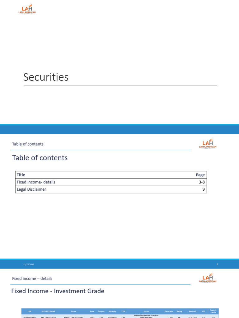 Presentacion Bonds IG, HY, Treasuries | PDF | Fixed Income | Bonds ...