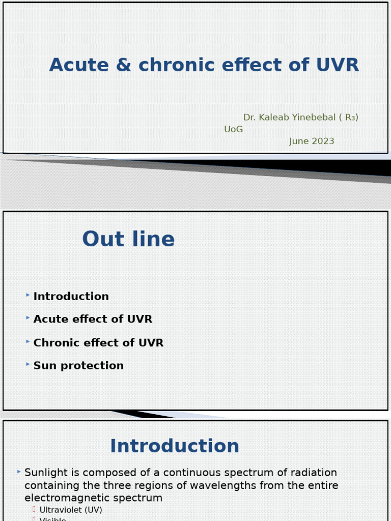Acute & Chronic Effect of UVR | PDF | Ultraviolet | Dna Repair