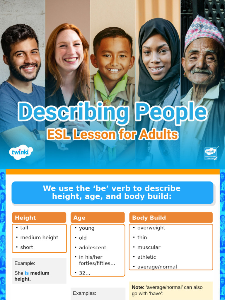Describing People Powerpoint Adults A2 Ver 3 | PDF | Hair | Human Body