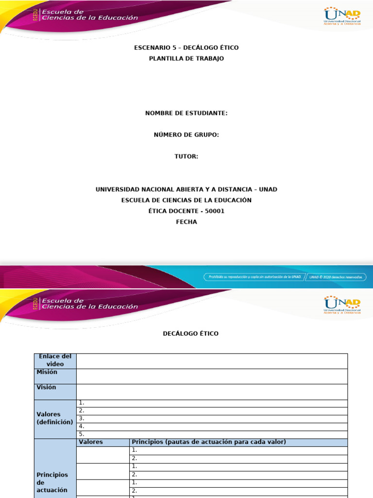 Anexo - Plantilla 5 - Escenario 5 - Decálogo Ético | PDF