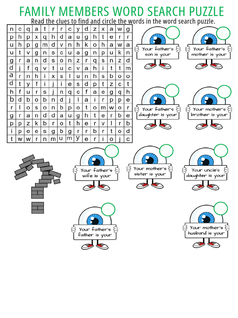 Family Members Vocabulary Esl Word Search Puzzle Worksheet For Kids PDF ...