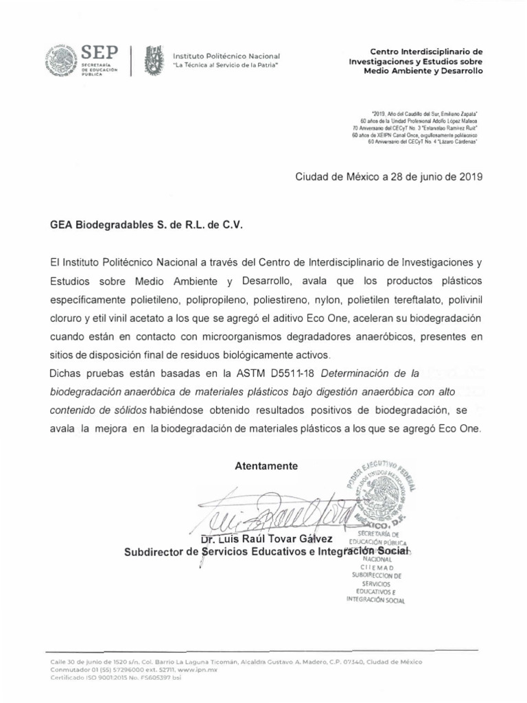 Validación GEA Con Carta Opt ASTM D 5511-18 | PDF | El plastico ...