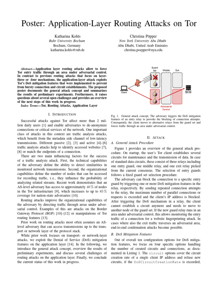 Application-Layer Routing Attacks On Tor | PDF | Denial Of Service ...