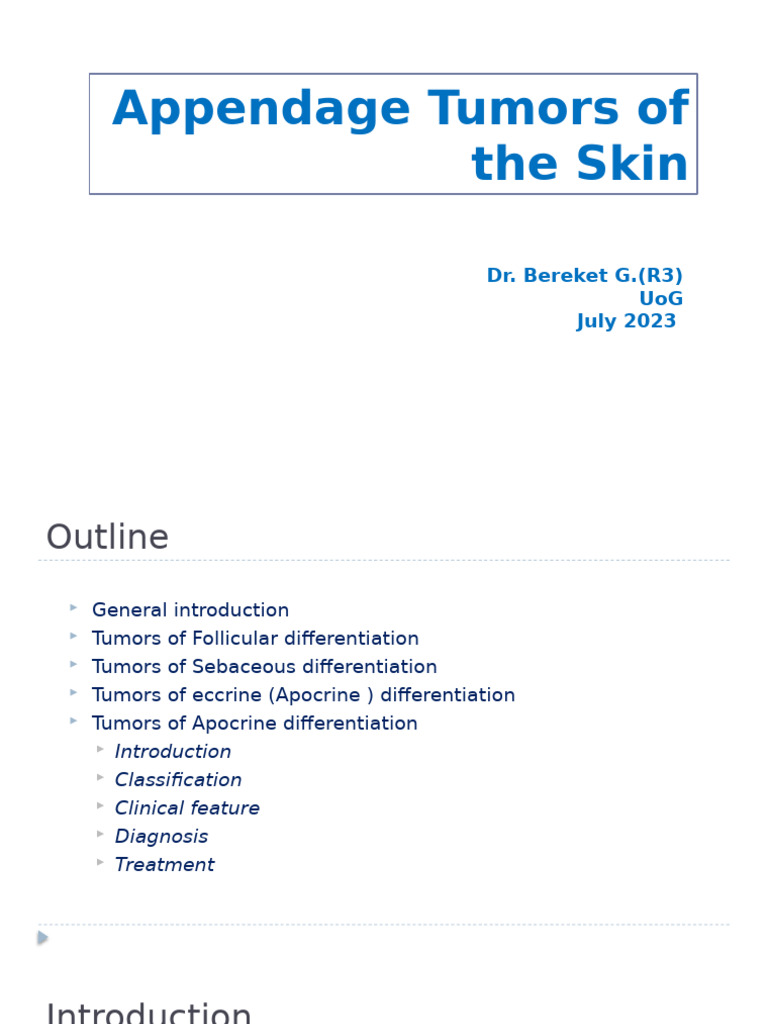Skin Appendage Tumors Overview | PDF | Adenoma | Metastasis