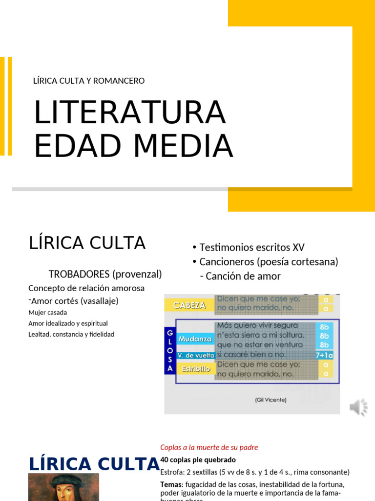 Lirica Culta y Romancero en la Edad Media | PDF | Poesía épica