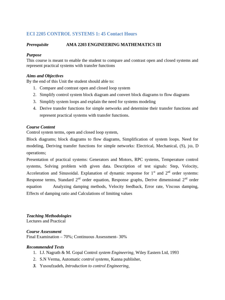 Control Systems 1 | PDF