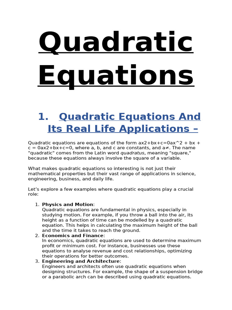 Quadratic Equations - Culmiation Day | PDF | Algebra | Quadratic Equation
