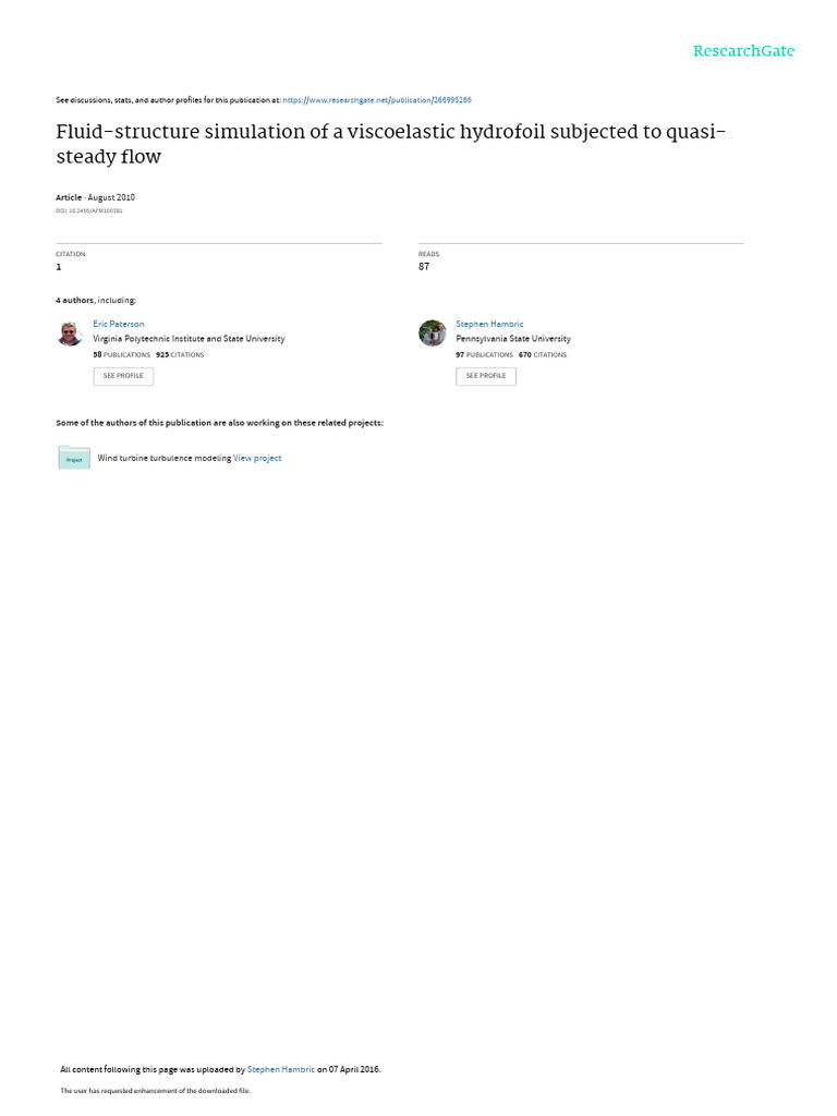 Viscoelasticity Fluid-structure Simulation of a Viscoelastic Hydro | PDF | Viscoelasticity ...