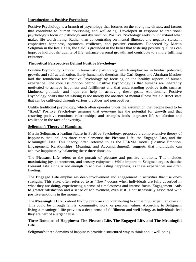 Introduction To Positive Psychology | PDF | Positive Psychology ...