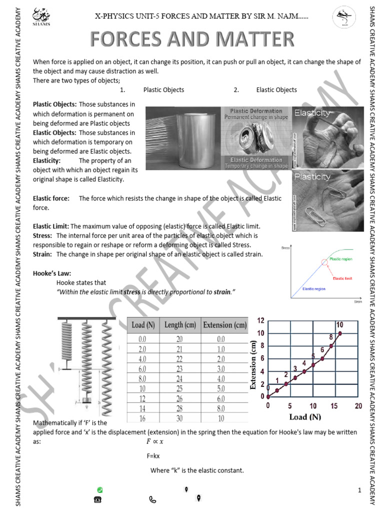Class 8 Forces and Pressure Numericals | PDF | Elasticity (Physics) | Deformation (Engineering)