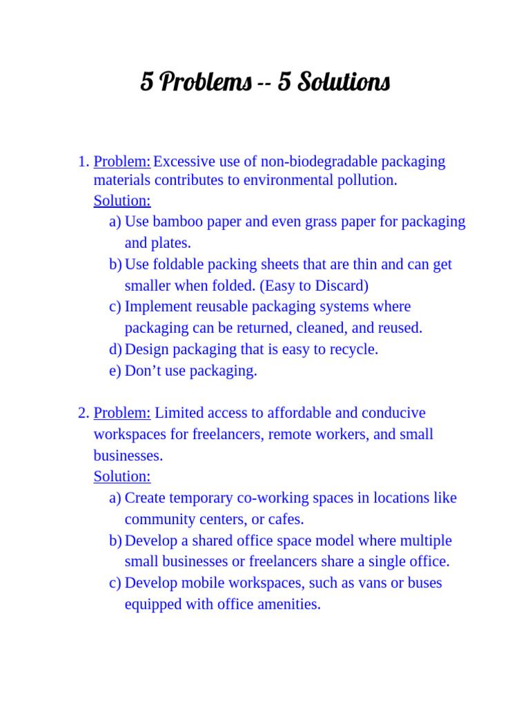 5 Problems -- 5 Solutions | PDF | Reuse | Economy And The Environment