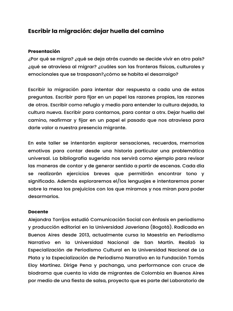 Programa Escribir La Migracion | PDF
