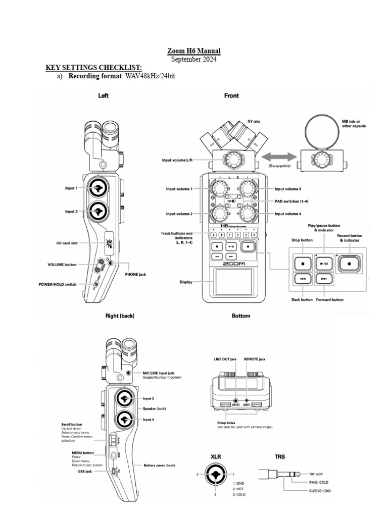 Zoom H6 Mini Manual | PDF | Microphone | Signal Processing