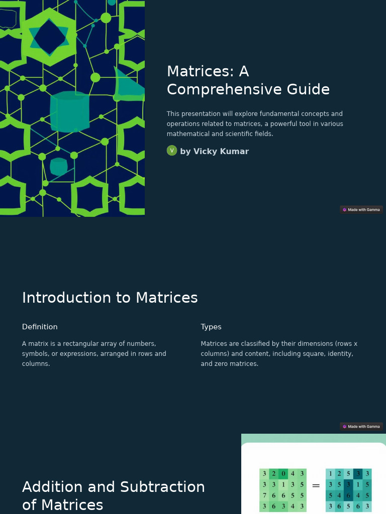 Comprehensive Matrix Operations Guide | PDF | Matrix (Mathematics ...
