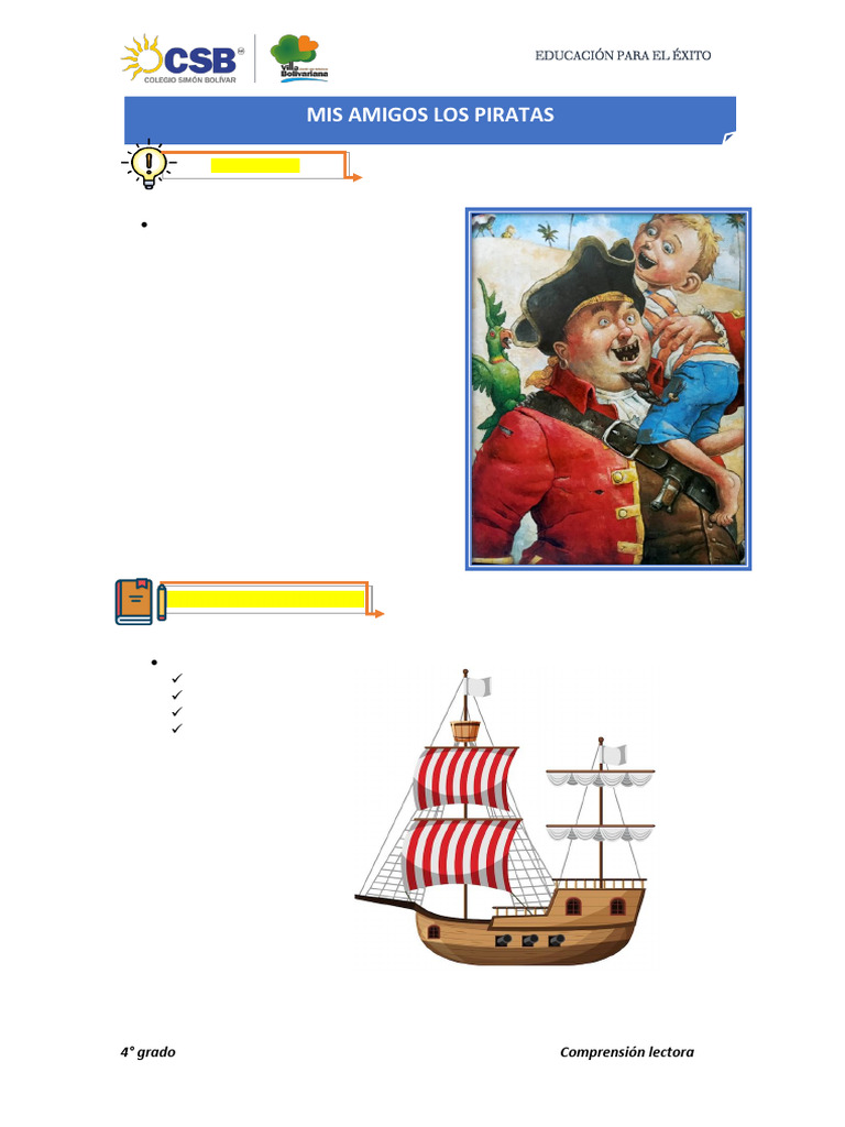 Ficha 05 de Comprension Lectora Iv Bimestre Mis Amigos Los Piratas 1 | PDF