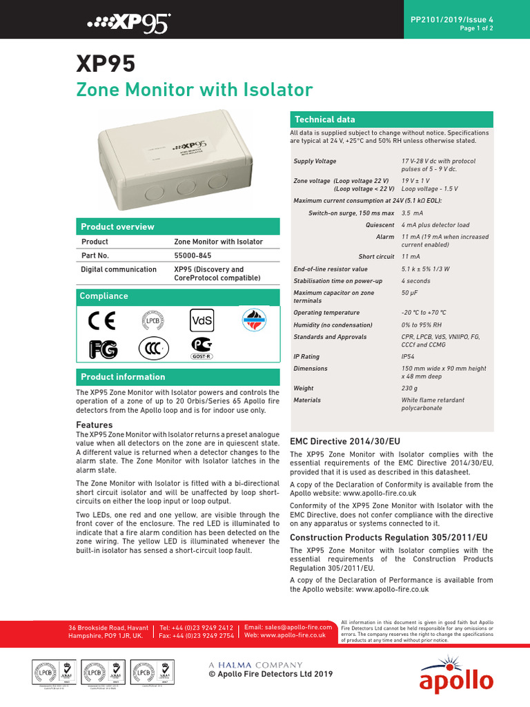XP95 Zone Monitor with Isolator | PDF | Electrical Engineering ...