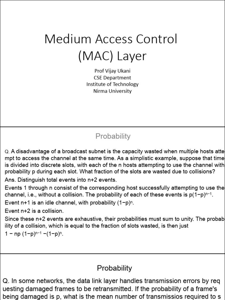 CN Numericals MAC Layer | PDF | Ethernet | Computer Network