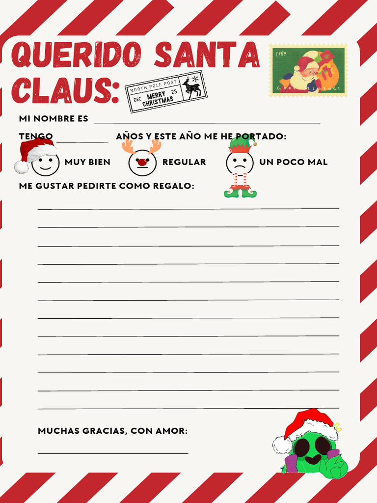 Carta para Santa Claus Rojo y Blanco | PDF