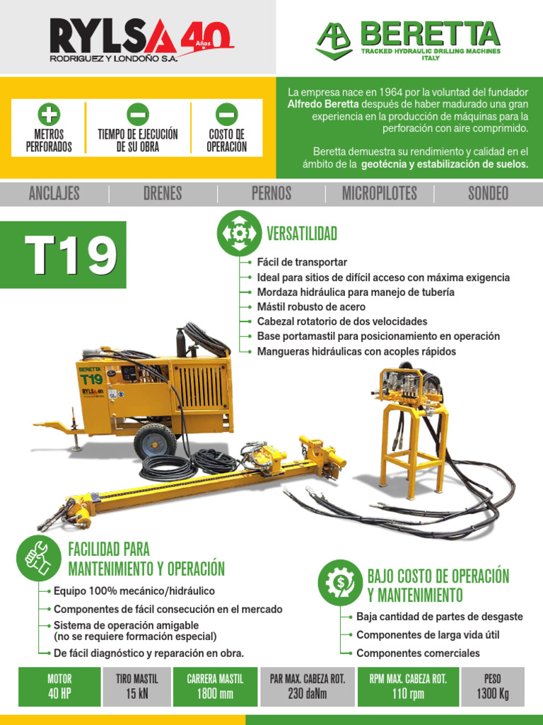 Ficha Beretta T19 | PDF