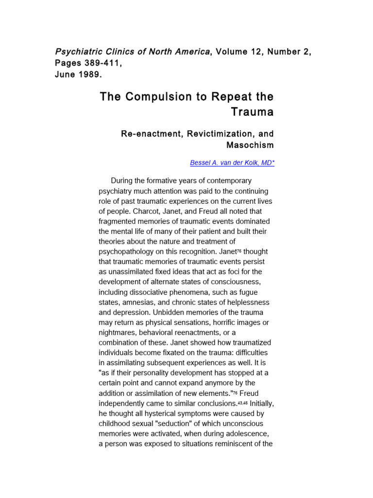 Compulsion To Repeat Trauma | PDF