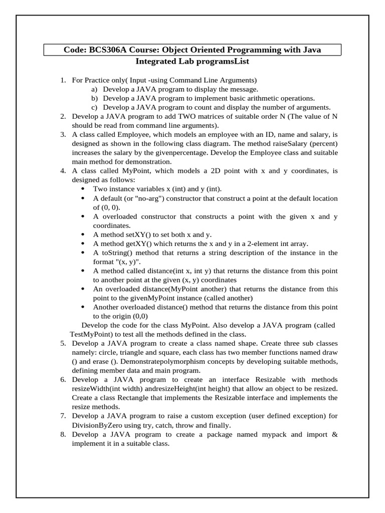 OOPJ BCS306A odd 2023_Lab Programs | PDF | Method (Computer Programming ... OOPJ BCS306A odd 2023_Lab Programs | PDF | Method (Computer Programming ...