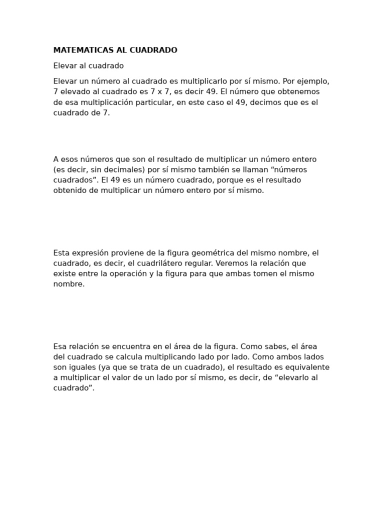 Matematicas Al Cuadrado | PDF