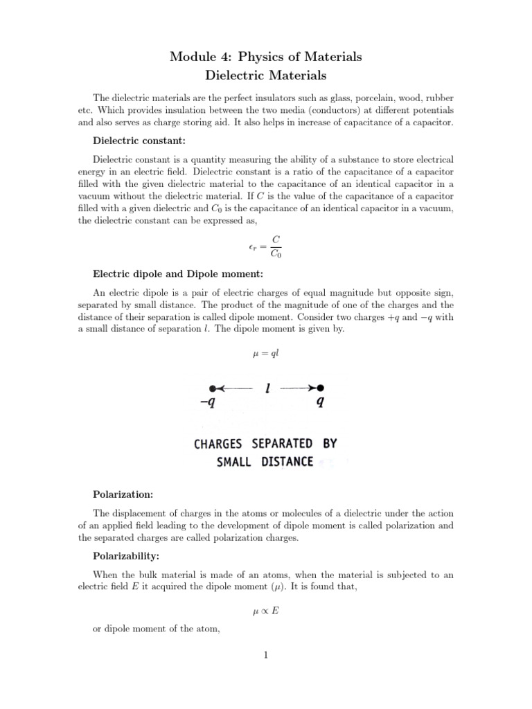 Module 4 - Dielectrics-01 | PDF | Dielectric | Capacitance