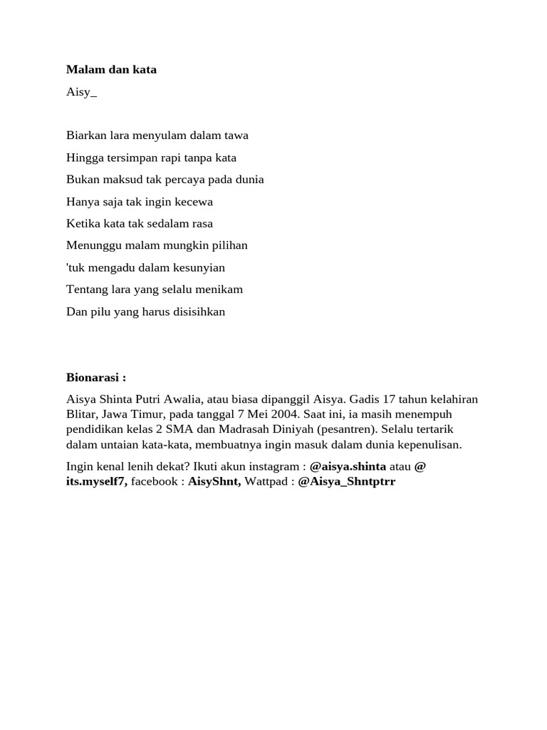 Malam Dan Kata Quote | PDF