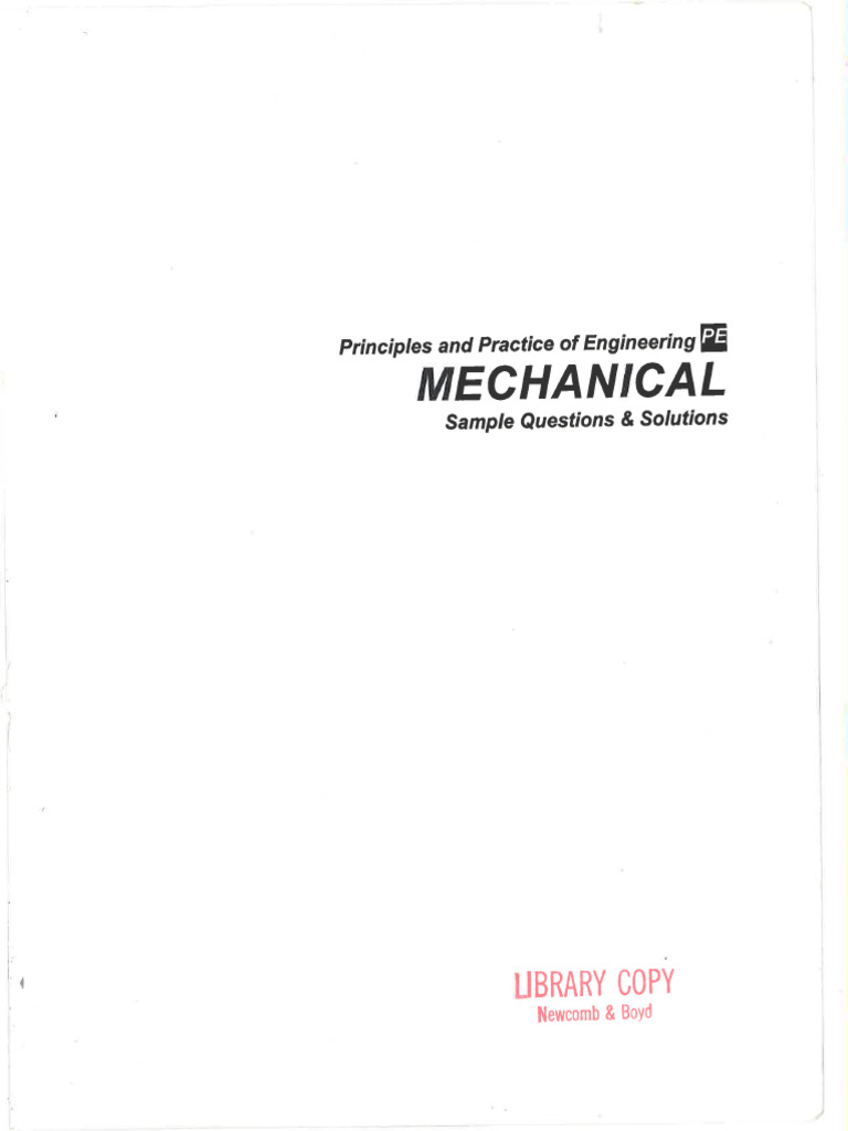 Principles and Practice of Engineering Mechanical Sample questions | PDF