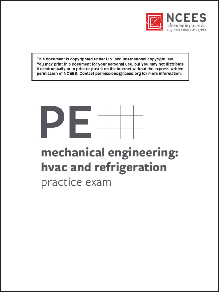 NCEES PE Mechanical Engineering HVAC and Refrigeration Practice Exam ...