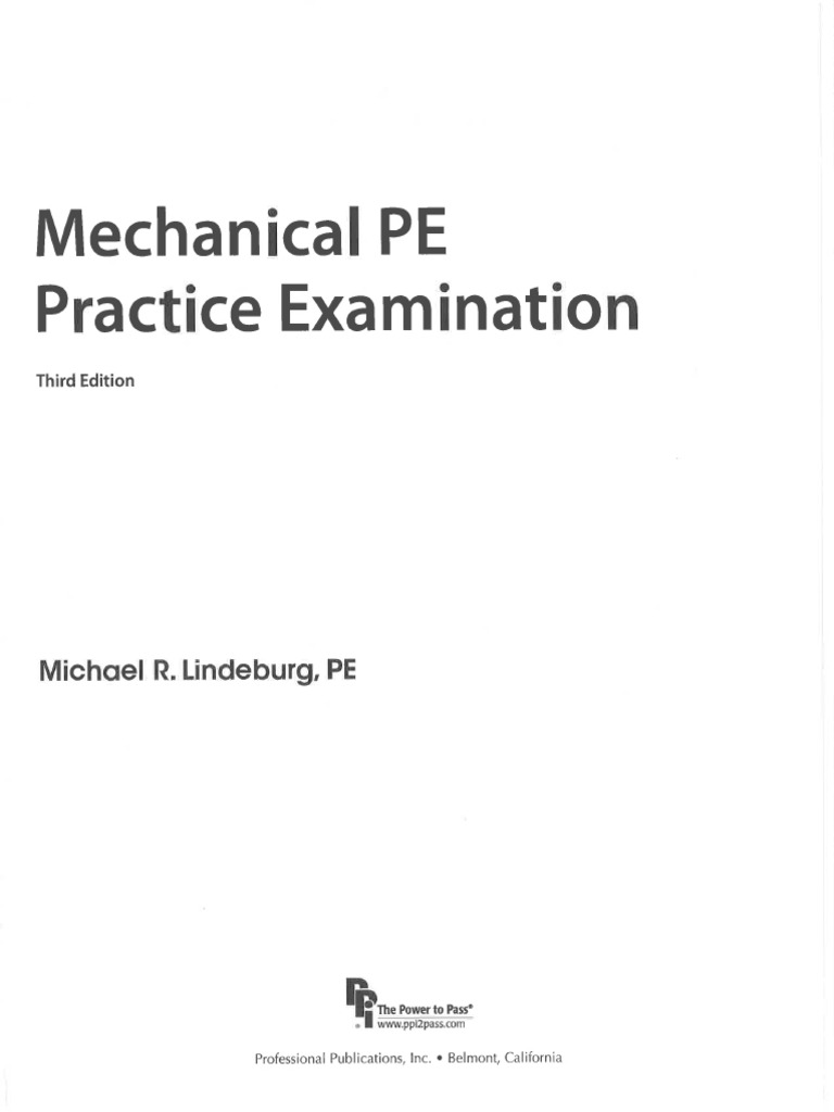 Mechanical PE Practice Examination 3rd Edition | PDF