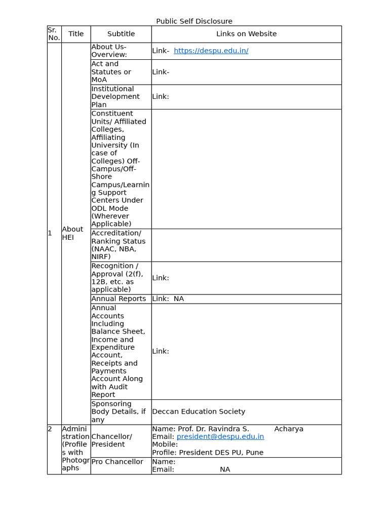 Format Public Self Disclosure (2) | PDF | Higher Education ...