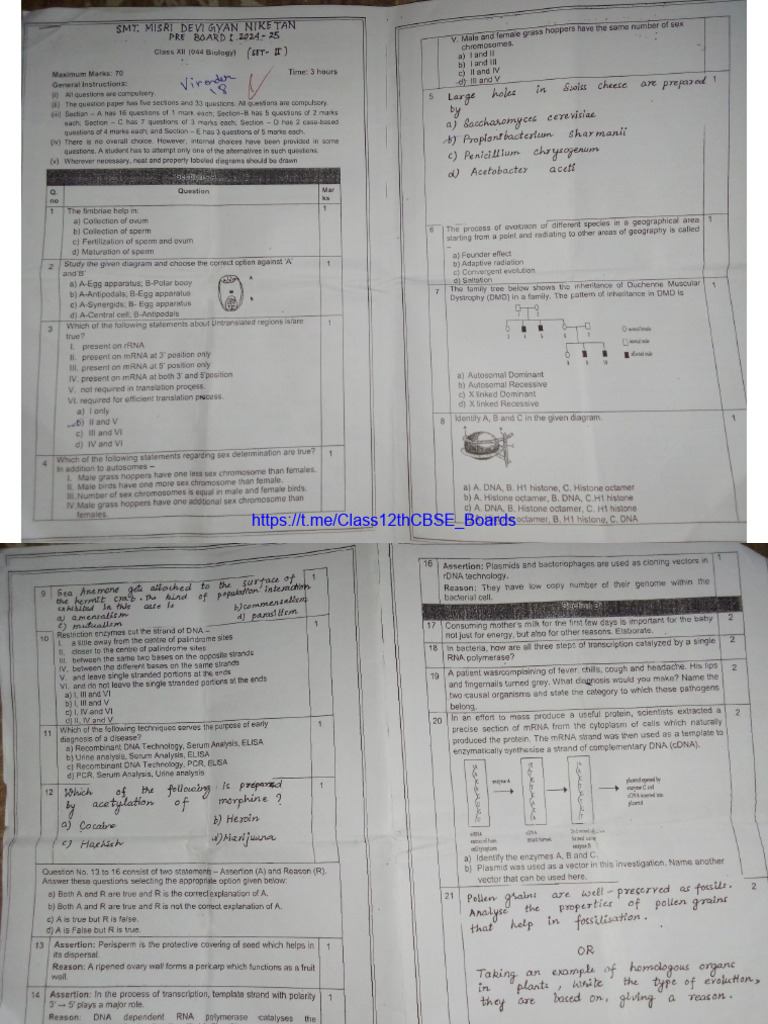Biology PreBoard 2 | PDF