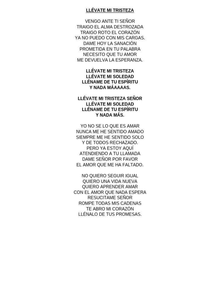 Llévate Mi Tristeza. Canto de Meditación | PDF