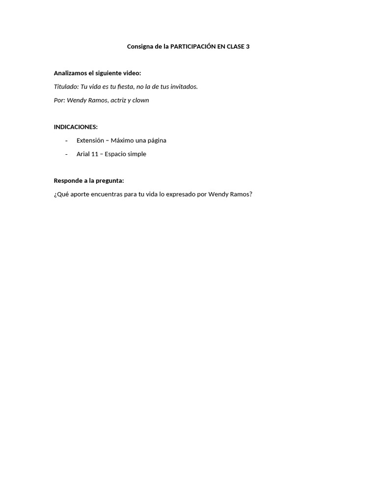 Participación en Clase 3 Sa | PDF