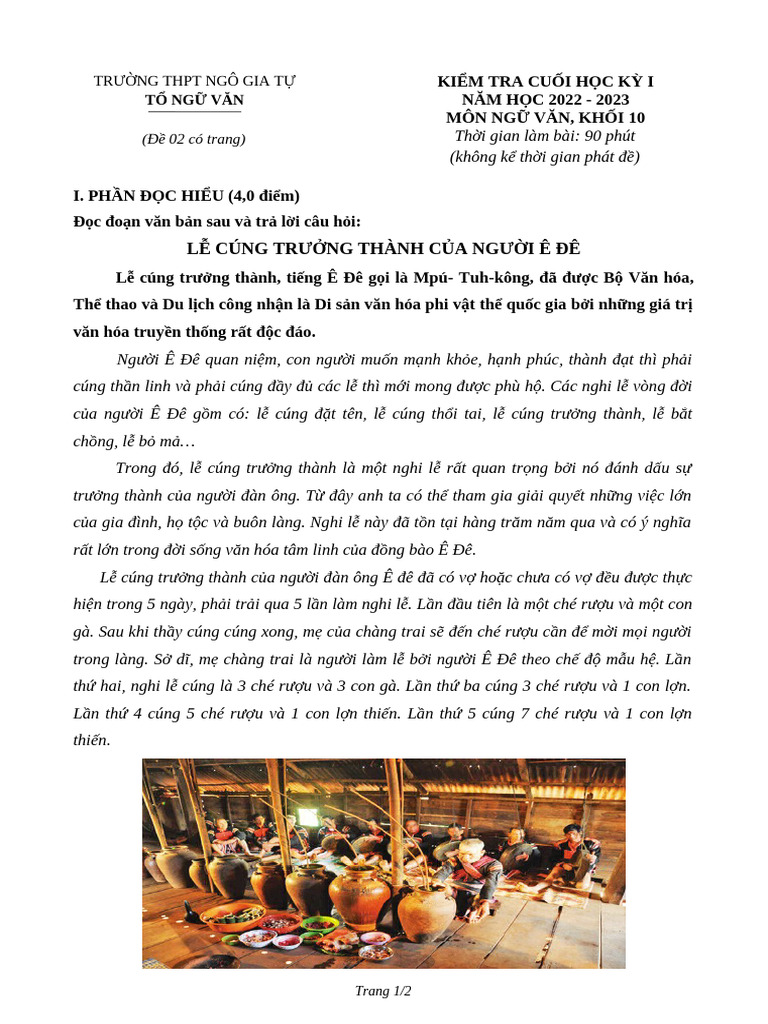 Van 10 01 Dedap An Ktra Cuoi HK1 | PDF