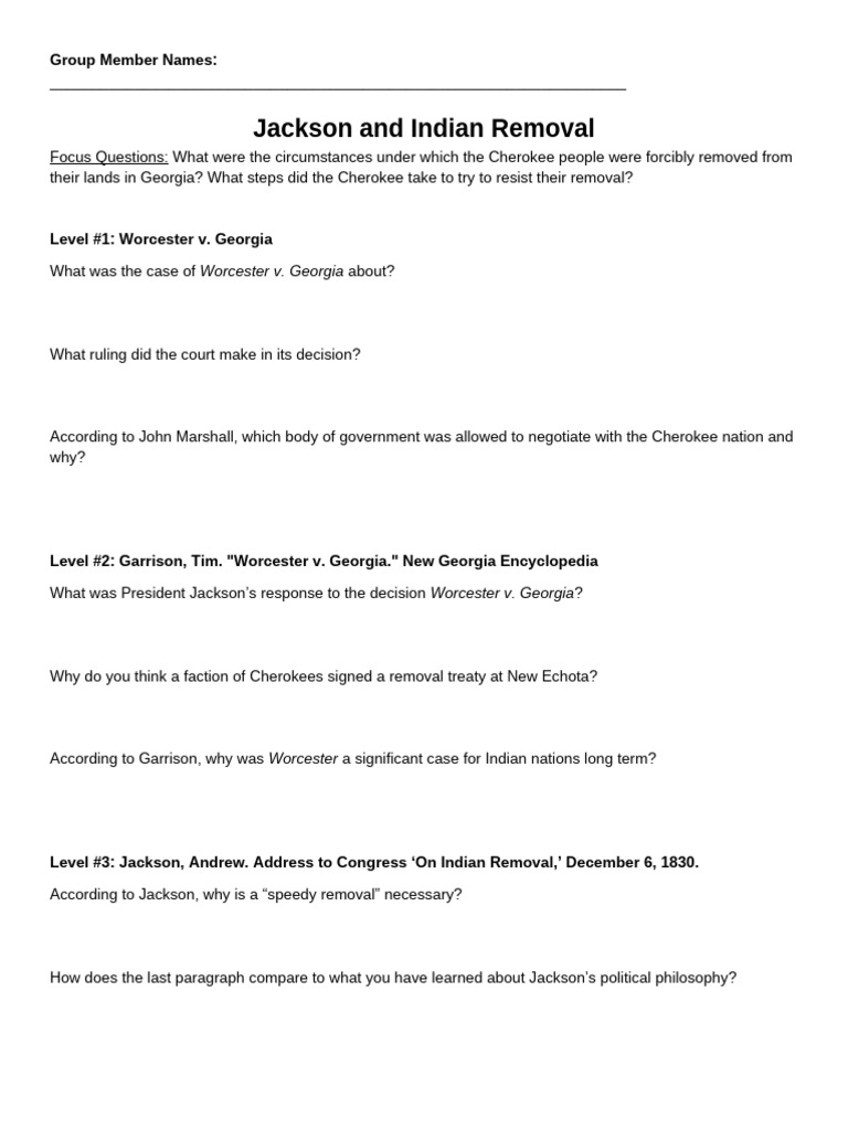 Cherokee Removal: Worcester v. Georgia | PDF