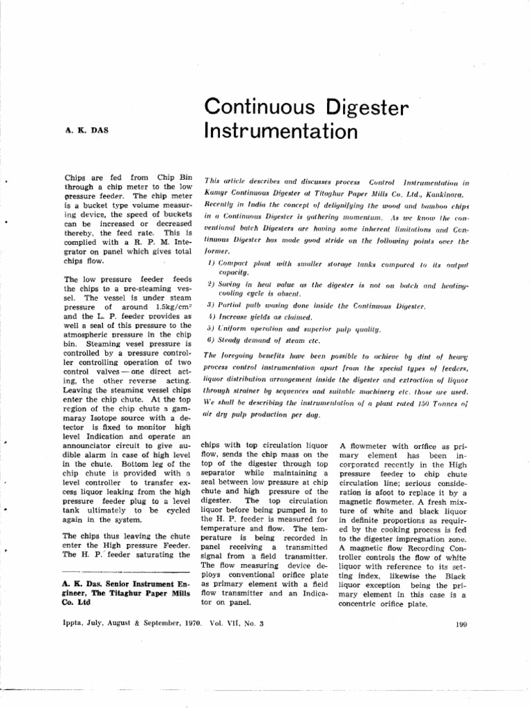 Continuous Digester Control Systems | PDF | Flow Measurement | Valve