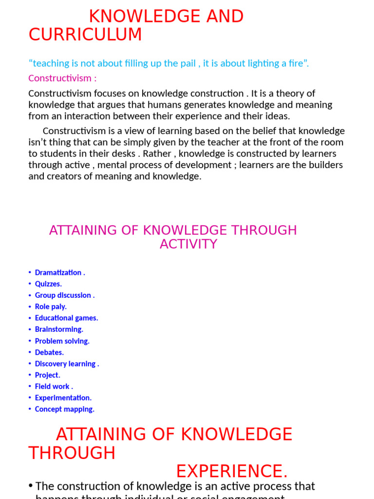 Knowledge and Curriculum | PDF | Constructivism (Philosophy Of ...