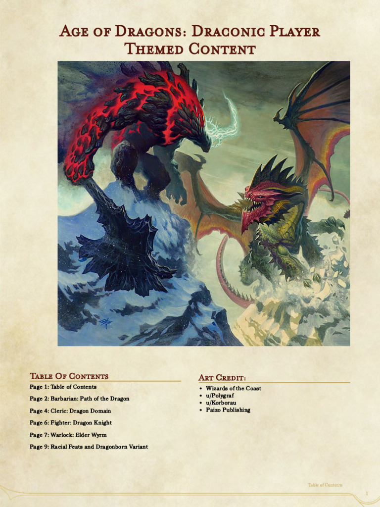 Draconic Themed Player Options | PDF | Gary Gygax Games | D20 System