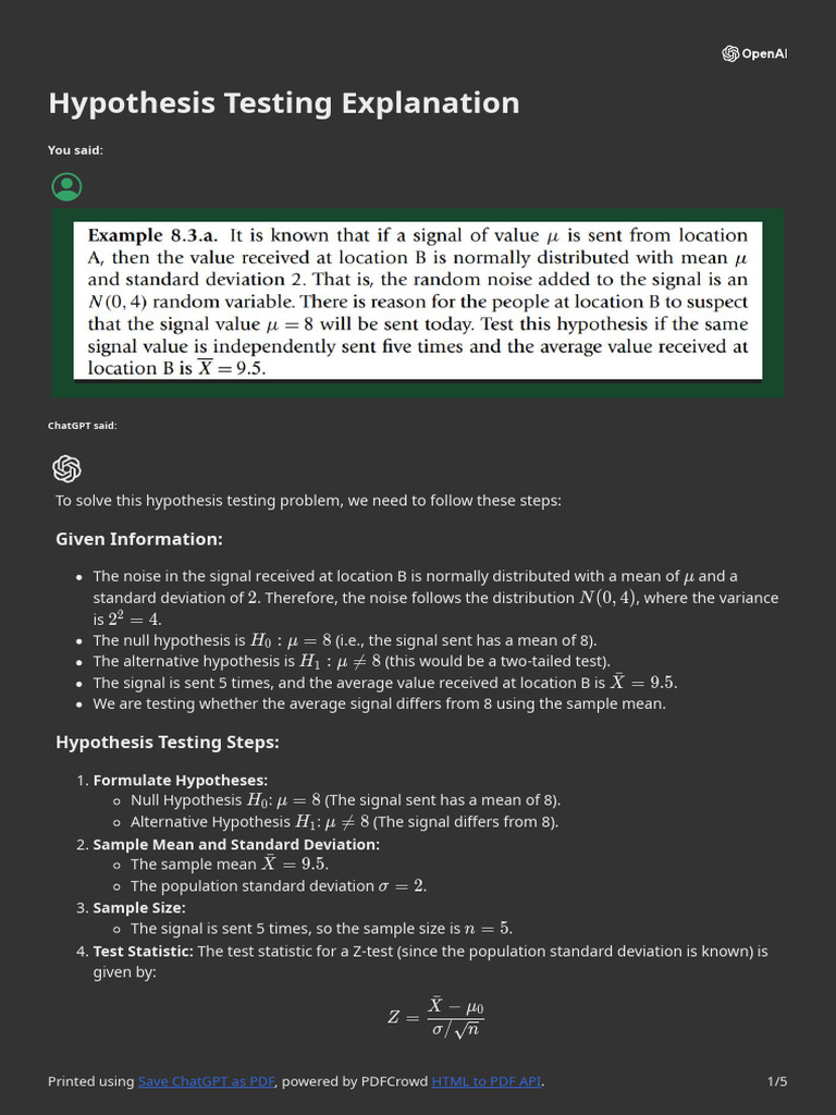 Hypothesis Testing Explanation | PDF | P Value | Statistical Significance