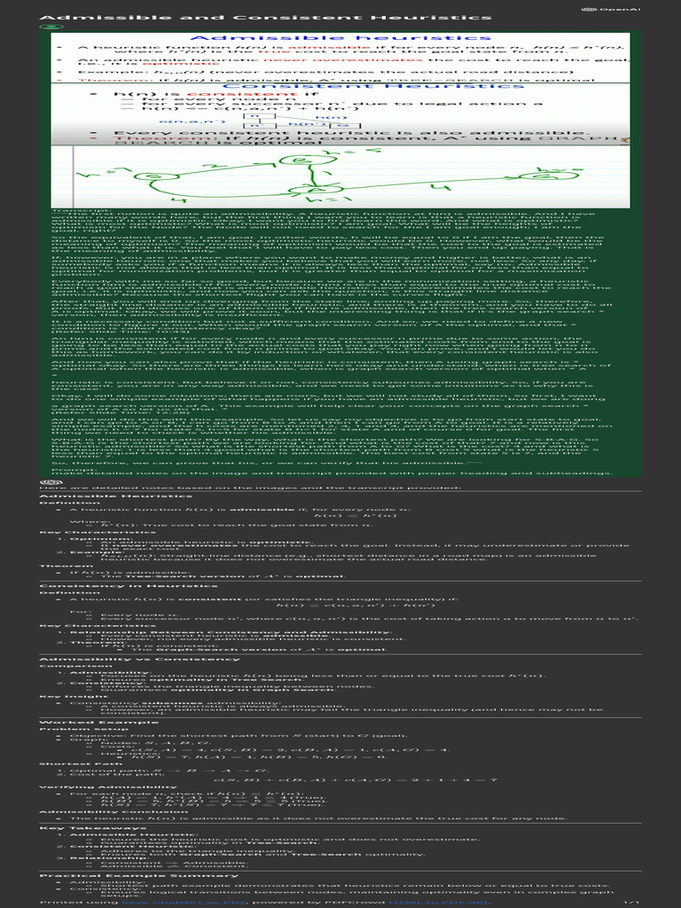 Admissible and Consistent Heuristics | PDF | Mathematics | Theoretical Computer Science