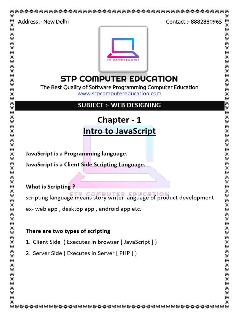 Intro to JavaScript for Beginners | PDF