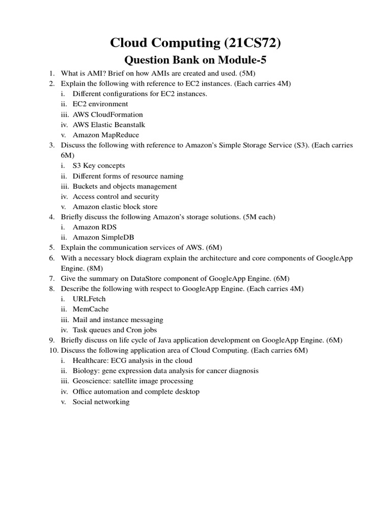 Cloud Computing Module5 QB | PDF