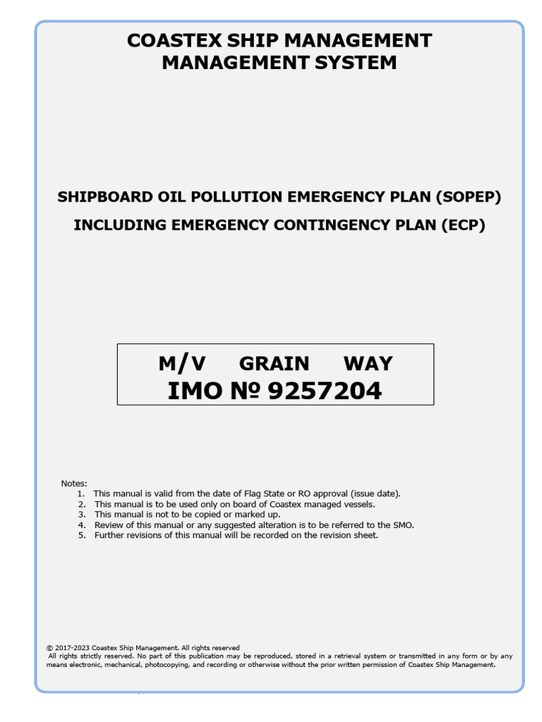 SOPEP & ECP for m/v Resilient Africa | PDF | Ships | Oil Spill