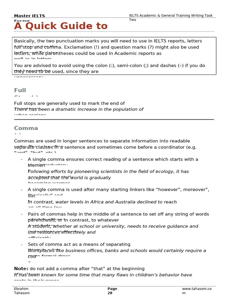 Writing Task Two Course Pack Pdf Comma Sentence Linguistics