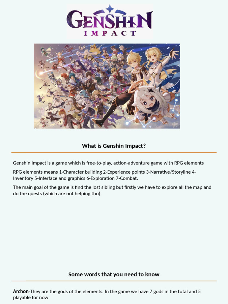 Genshin Impact: Game Overview & Elements | PDF