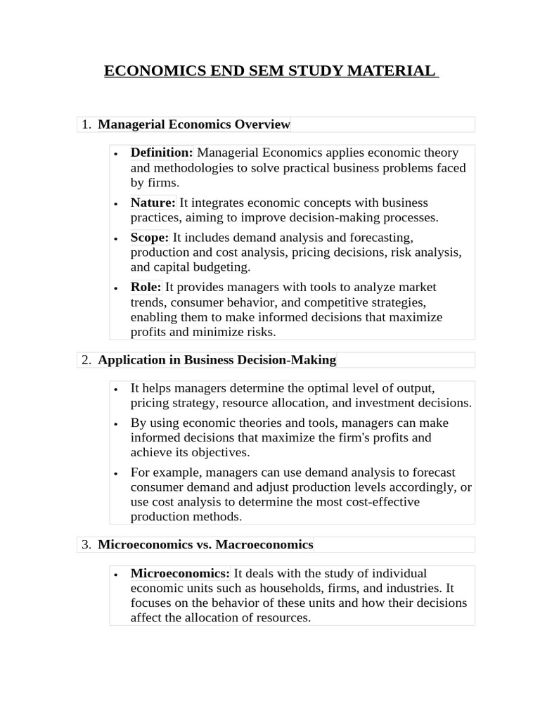 ECONOMICS END SEM STUDY MATERIAL | PDF | Demand | Monopoly