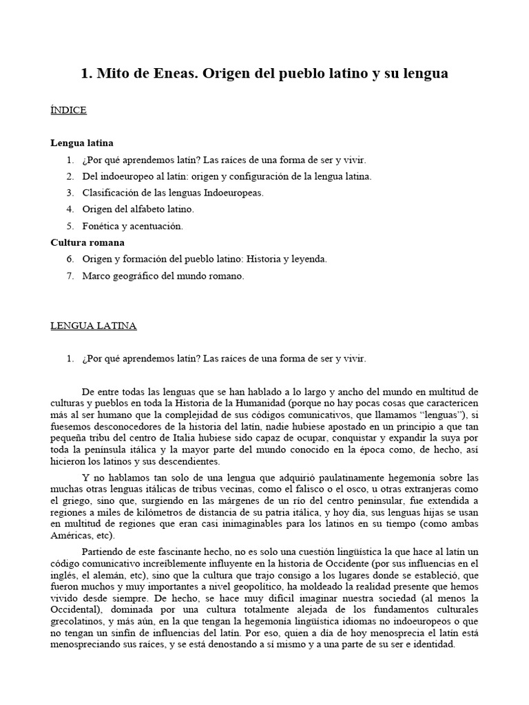 Origen y legado del latín | PDF | latín | Romulus y Remus